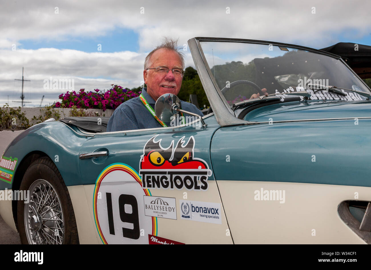 Kinsale, Cork, Ireland. 12th July, 2019. Kevin Begley with his 1960 ...