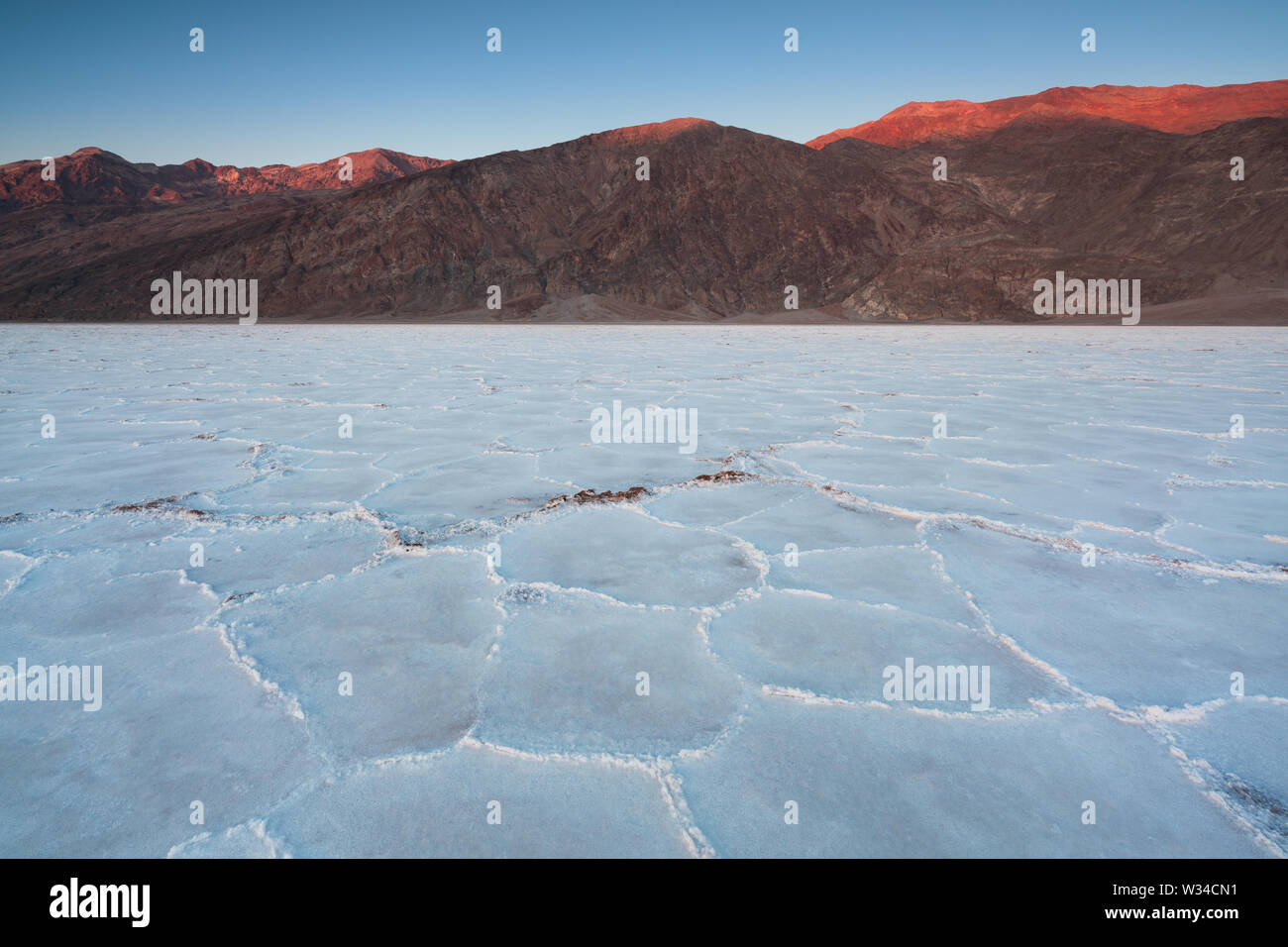 View of the Basins salt flats, Badwater Basin, Death Valley, Inyo ...