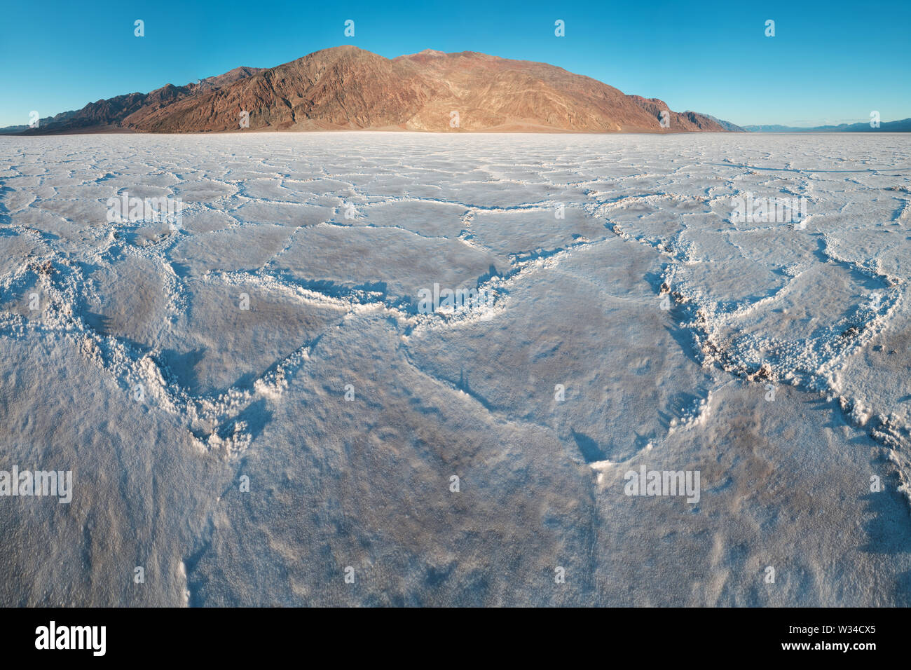 View of the Basins salt flats, Badwater Basin, Death Valley, Inyo ...