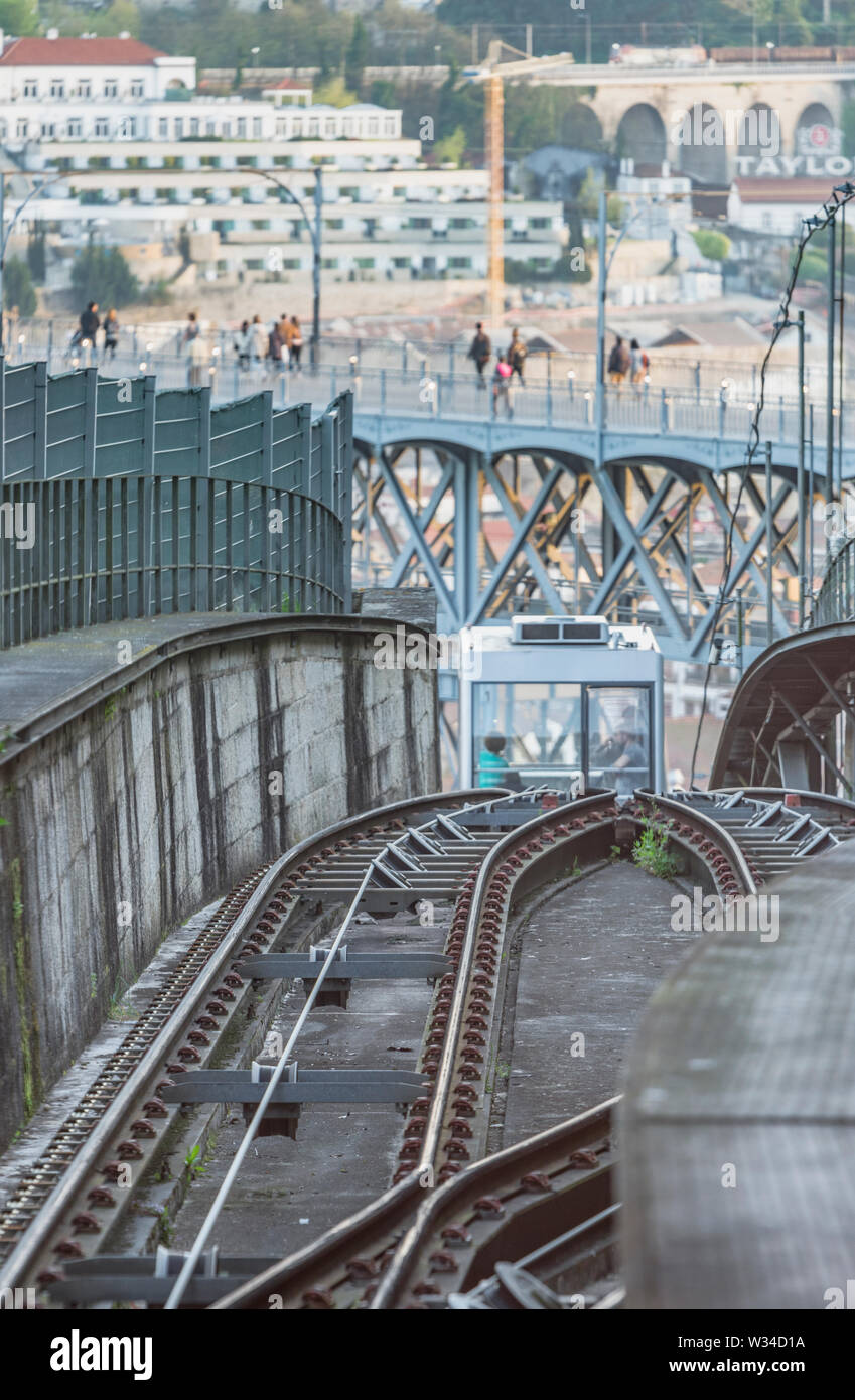 Funicular down to the city promenade. Porto, Portugal Stock Photo - Alamy