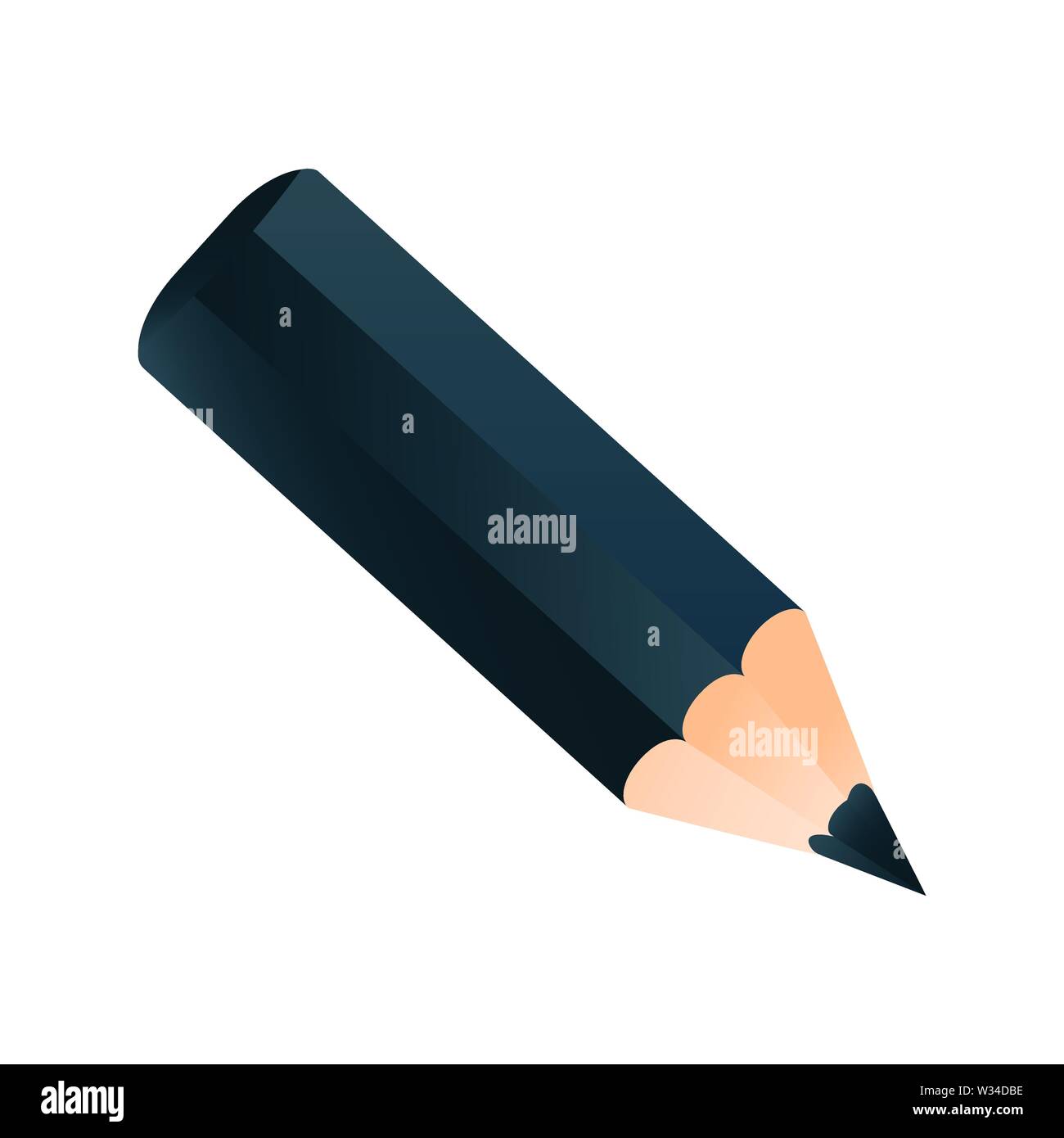 Short small pencil icon realistic style. White colorful pencil Stock ...