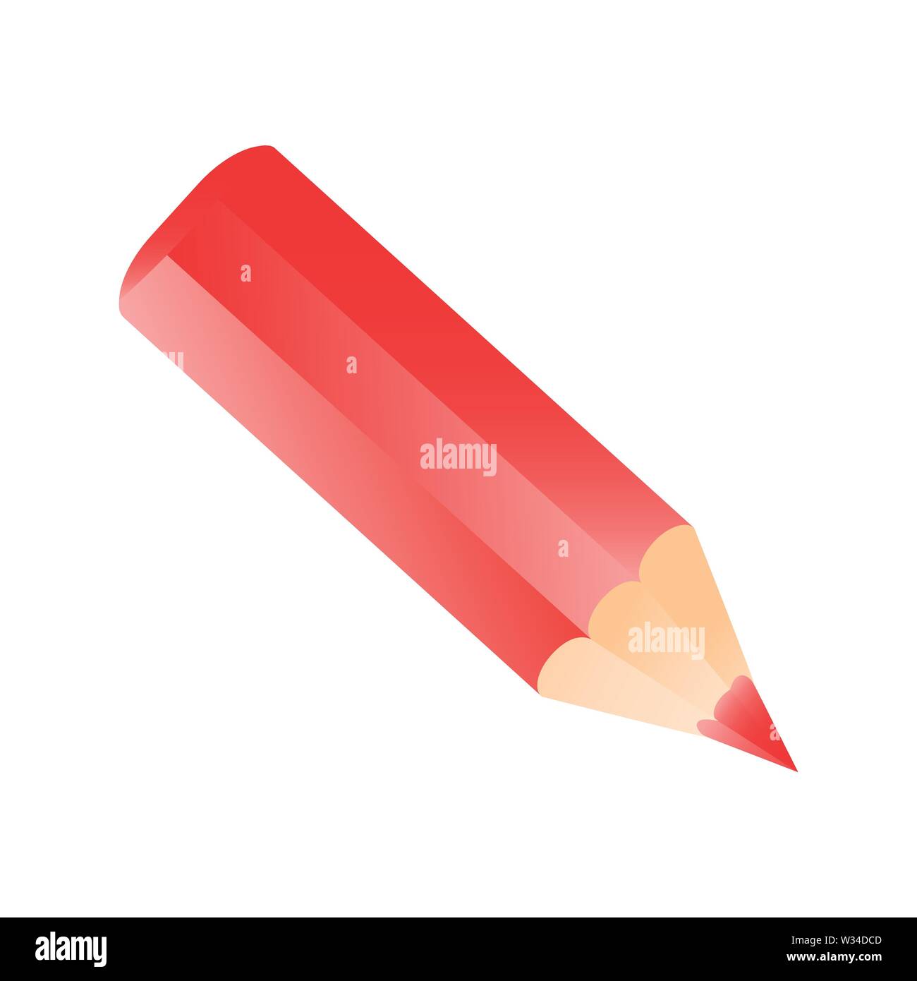 Short small pencil icon realistic style. red colorful pencil Stock ...
