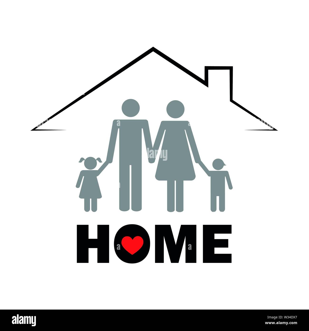 Family house vector silhouette hi-res stock photography and images - Alamy