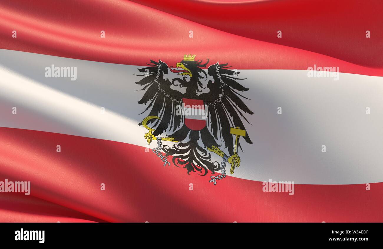 High resolution close-up flag of Austria state. 3D illustration Stock ...
