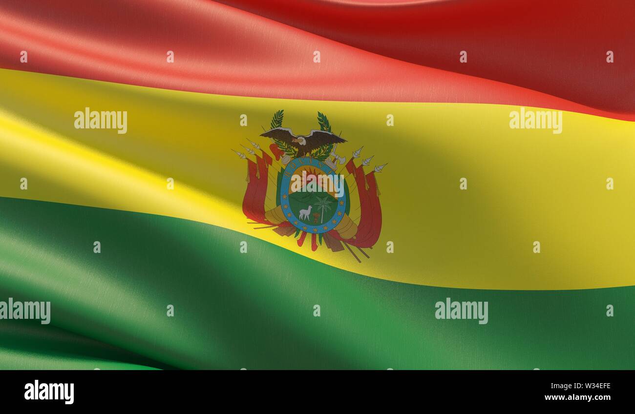 High resolution close-up flag of Bolivia. 3D illustration Stock Photo ...