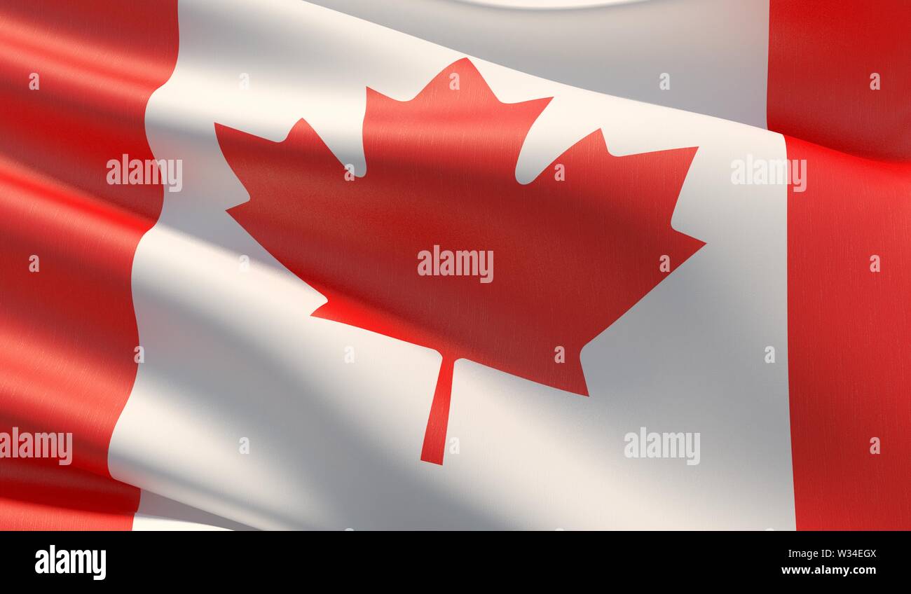 High resolution close-up flag of Canada. 3D illustration Stock Photo ...