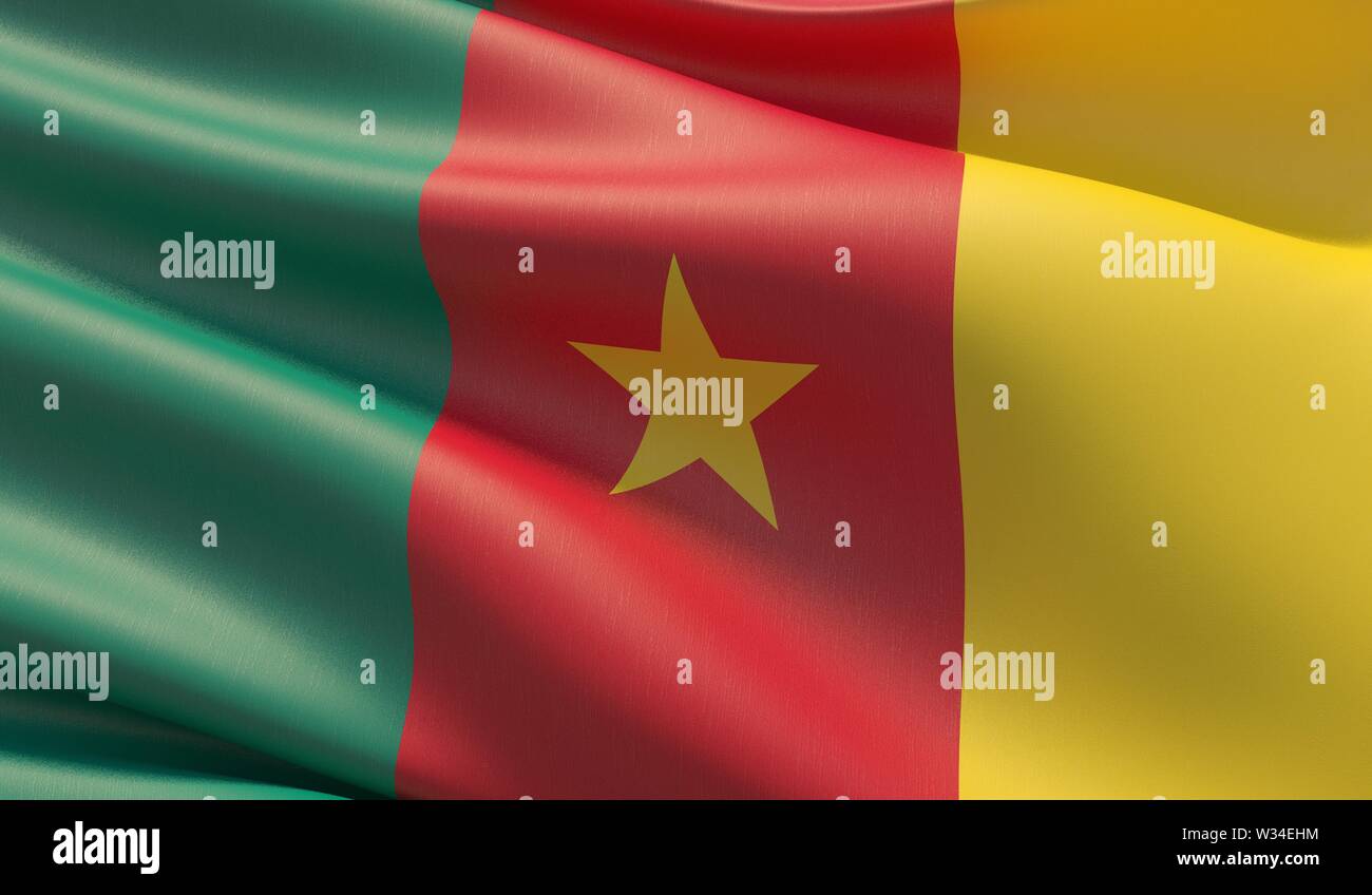 High resolution close-up flag of Cameroon. 3D illustration Stock Photo ...
