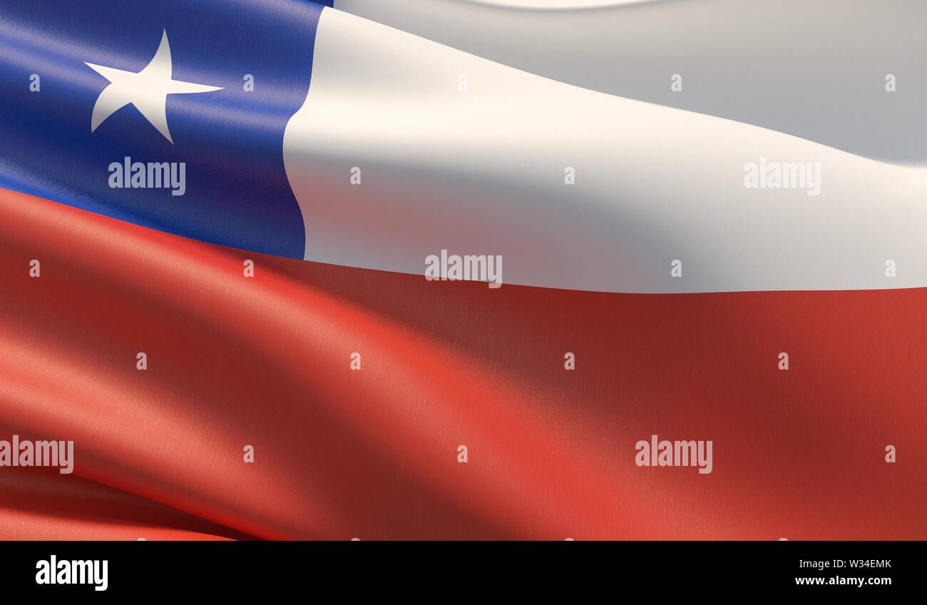High resolution close-up flag of Chile. 3D illustration Stock Photo - Alamy