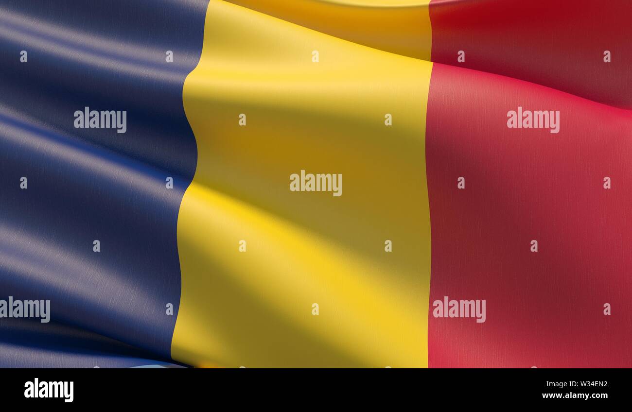 High resolution close-up flag of Chad. 3D illustration Stock Photo - Alamy