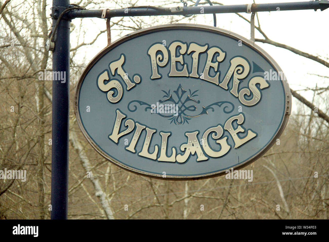 Welcome sign for St. Peter's Village, PA, USA Stock Photo - Alamy