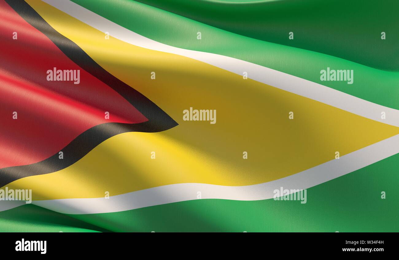 High resolution close-up flag of Guyana. 3D illustration Stock Photo - Alamy
