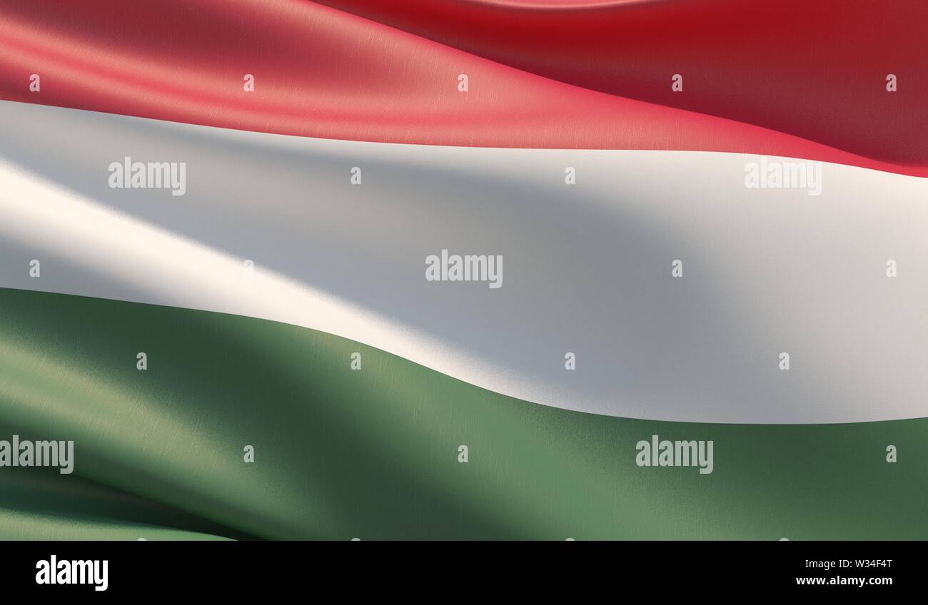 High resolution close-up flag of Hungary. 3D illustration Stock Photo ...