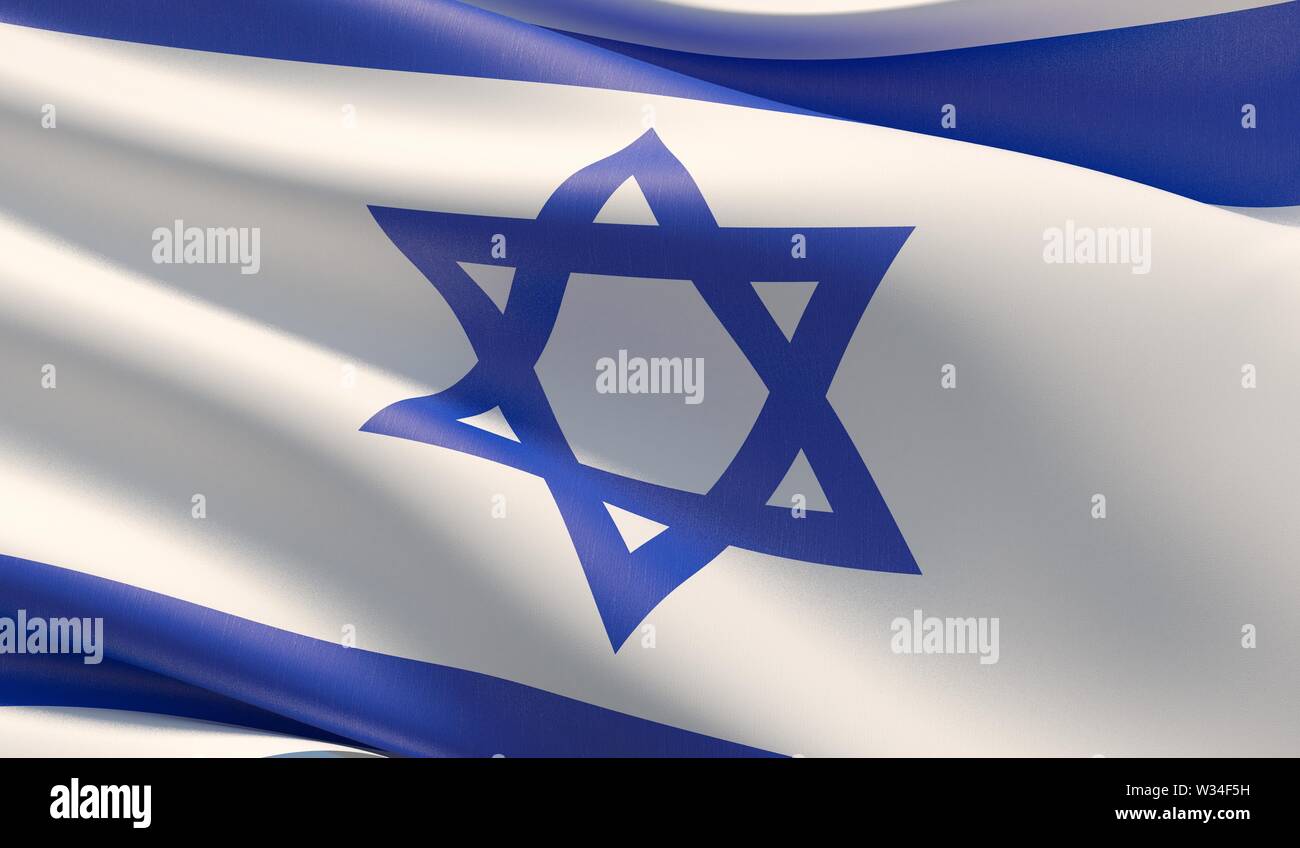 High resolution close-up flag of Israel. 3D illustration Stock Photo ...
