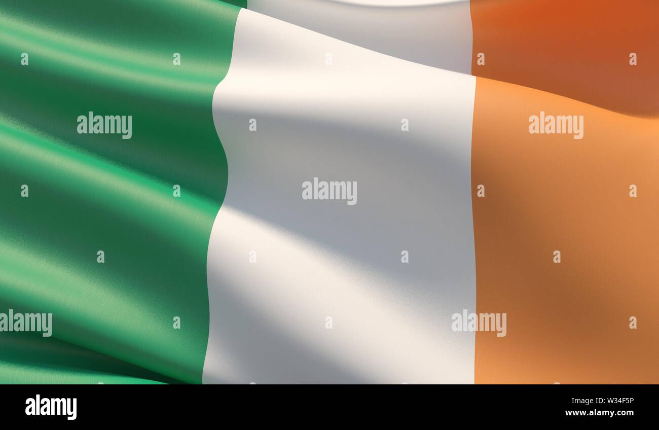 High resolution close-up flag of Ireland. 3D illustration Stock Photo ...