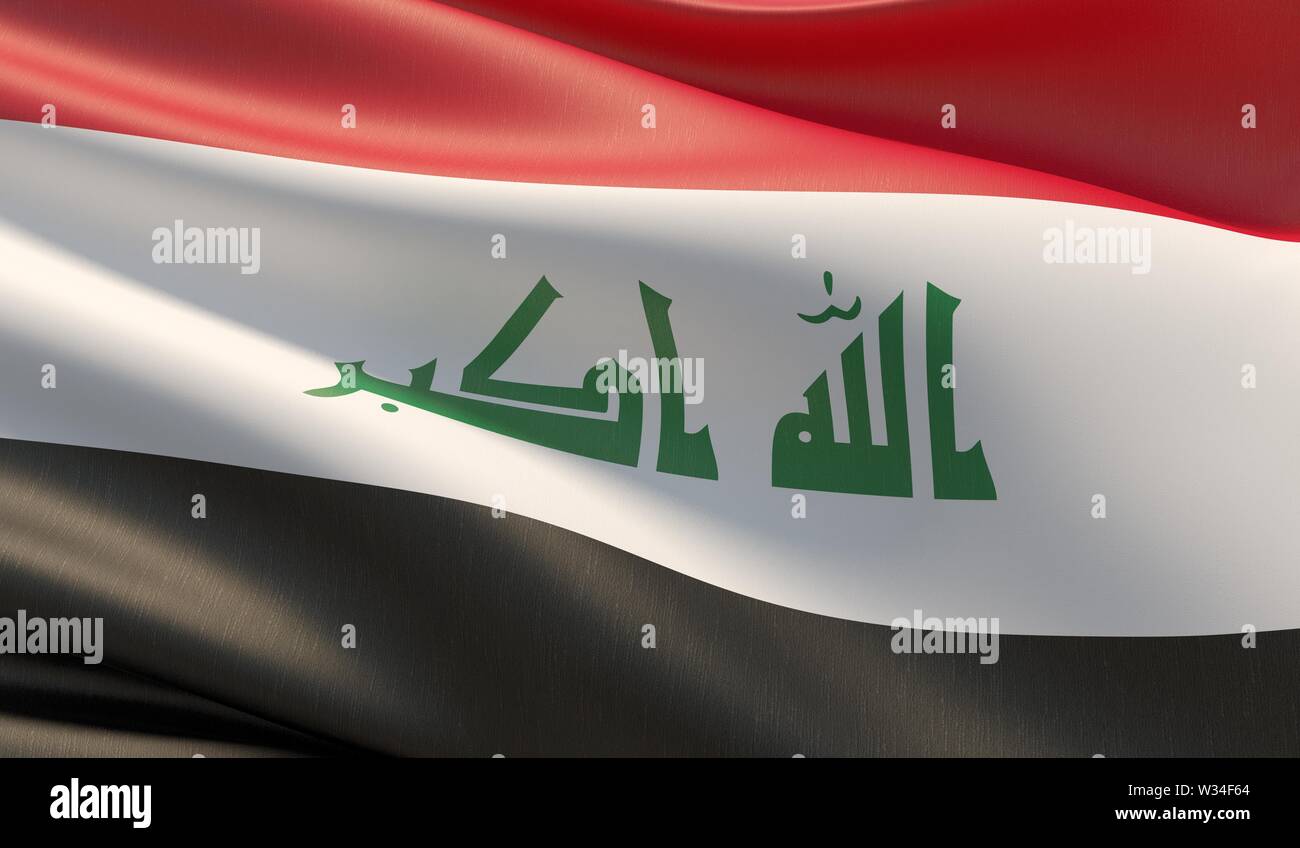 High resolution close-up flag of Iraq. 3D illustration Stock Photo - Alamy