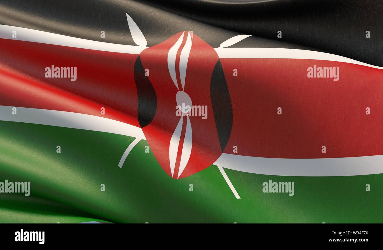High resolution close-up flag of Kenya. 3D illustration Stock Photo - Alamy
