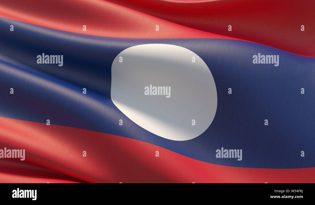 High resolution close-up flag of Laos. 3D illustration Stock Photo - Alamy