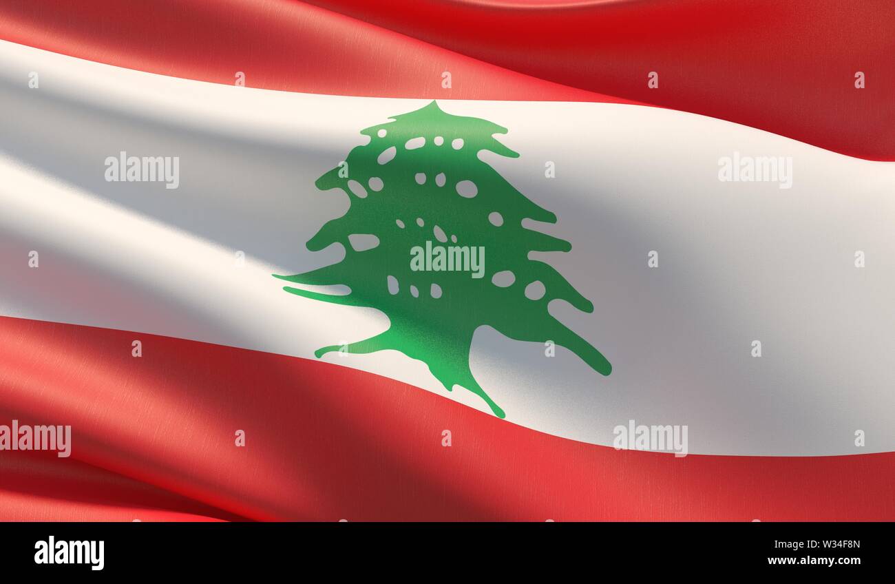 High resolution close-up flag of Lebanon. 3D illustration Stock Photo ...