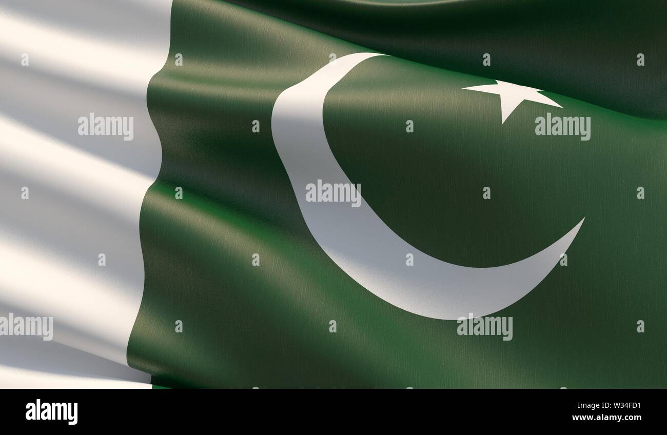 High resolution close-up flag of Pakistan. 3D illustration Stock Photo ...