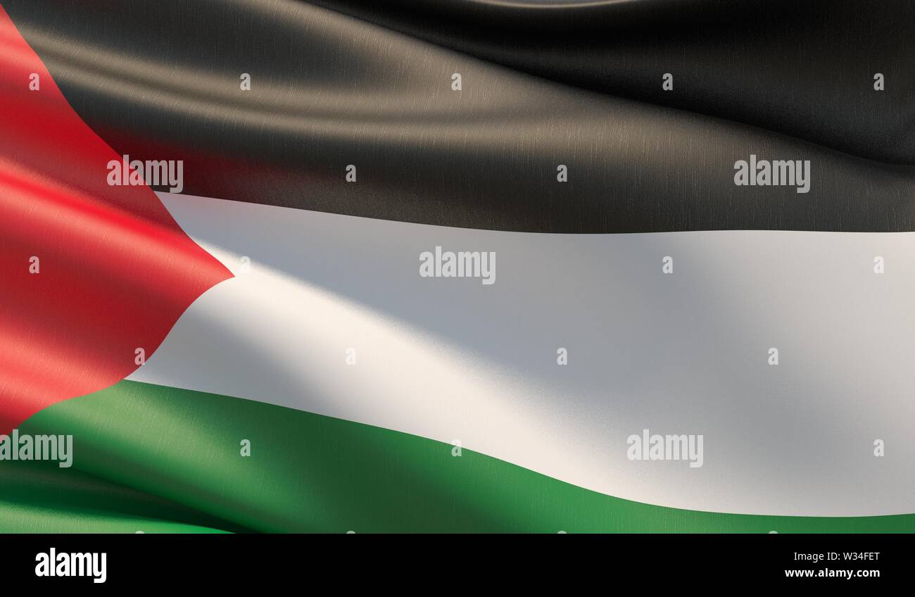 High resolution close-up flag of Palestine. 3D illustration Stock Photo ...