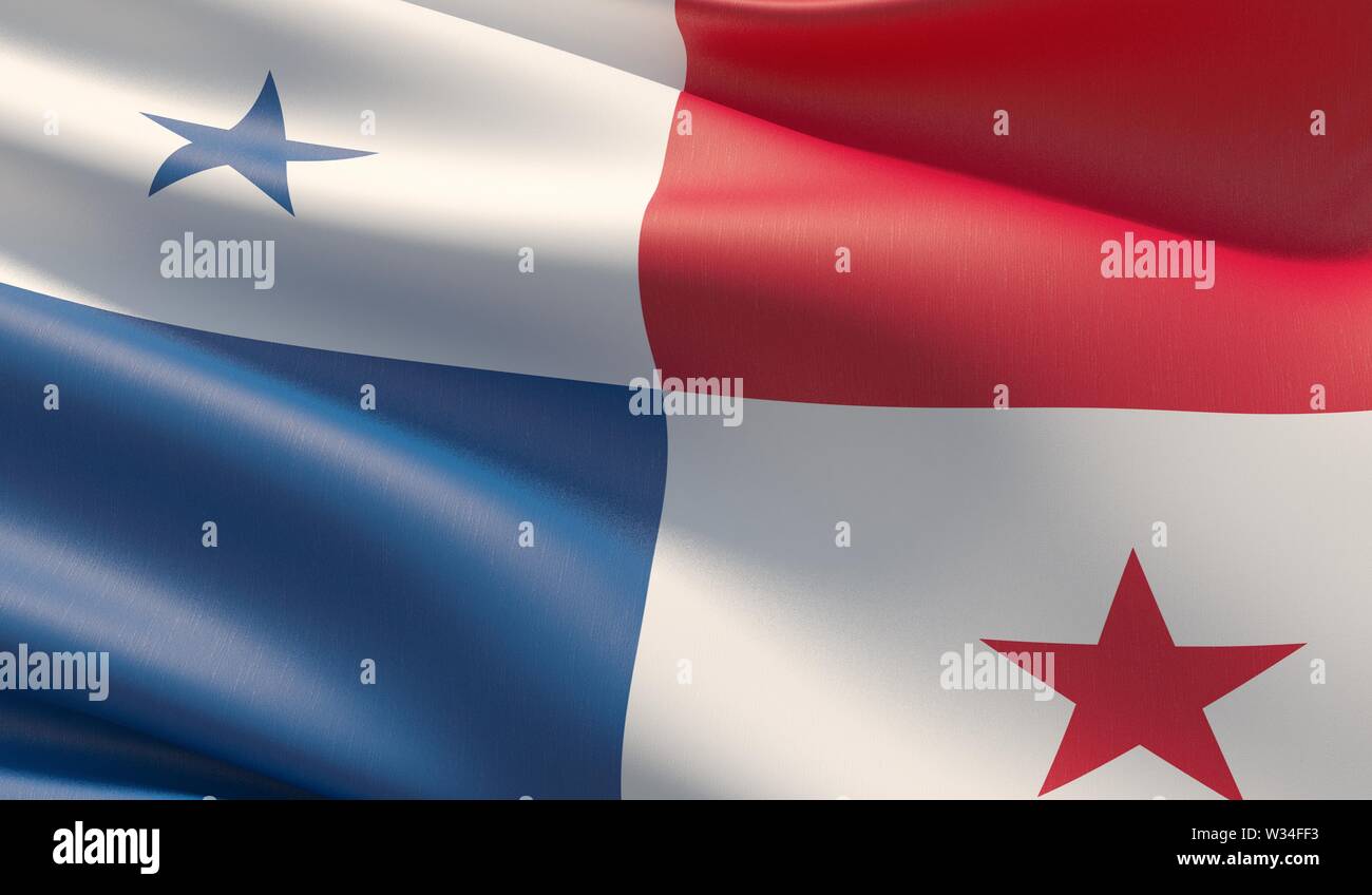 High resolution close-up flag of Panama. 3D illustration Stock Photo ...