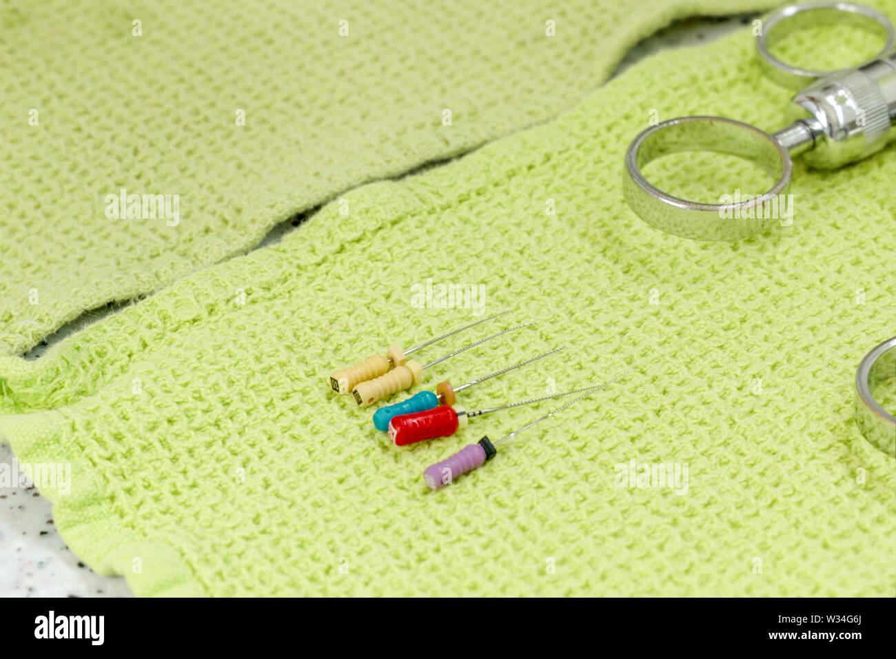 Preparation of surgical instruments. Close up view of professional ...