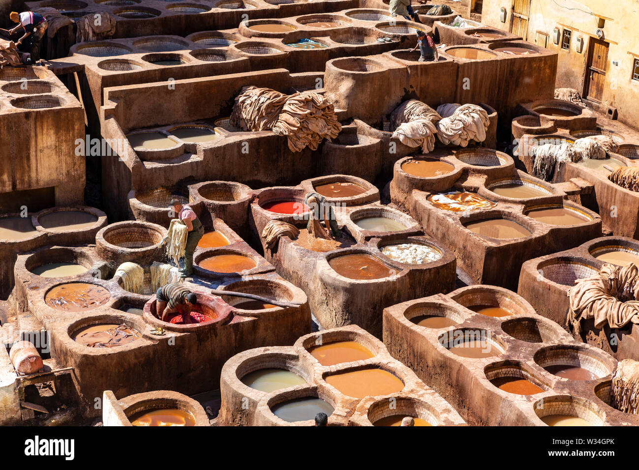 Morocco, Fez (or Fes): tannery Chouara in the medina Stock Photo - Alamy