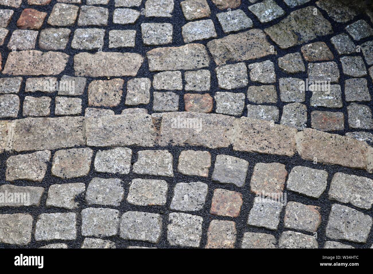 Detailed close up view on cobblestone ground textures in high ...