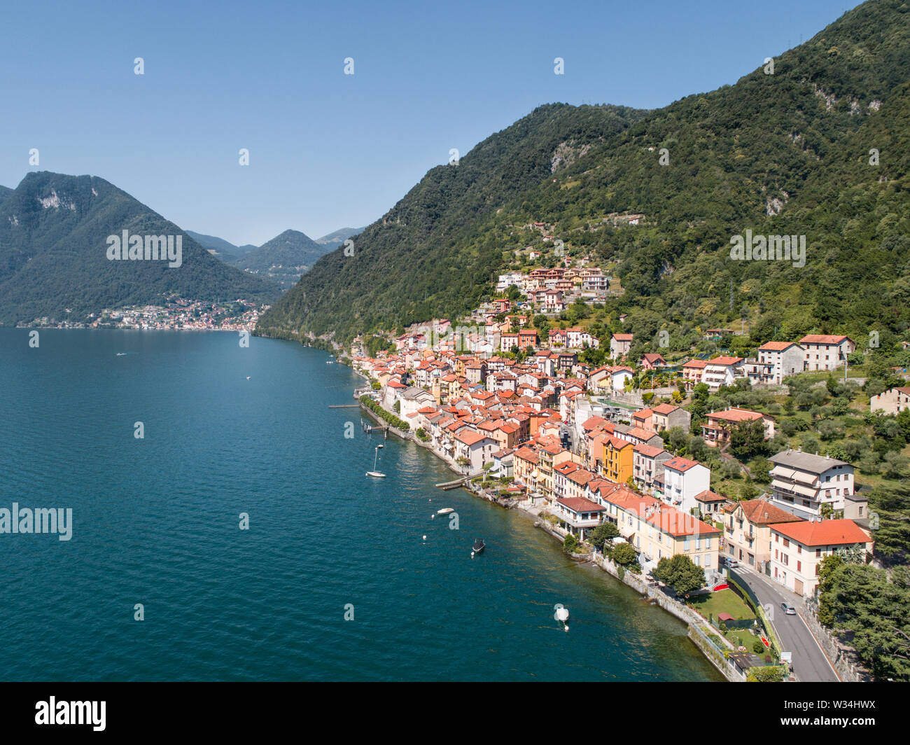 Village of Colonno, lake of Como - Italy. Aerial view Stock Photo - Alamy