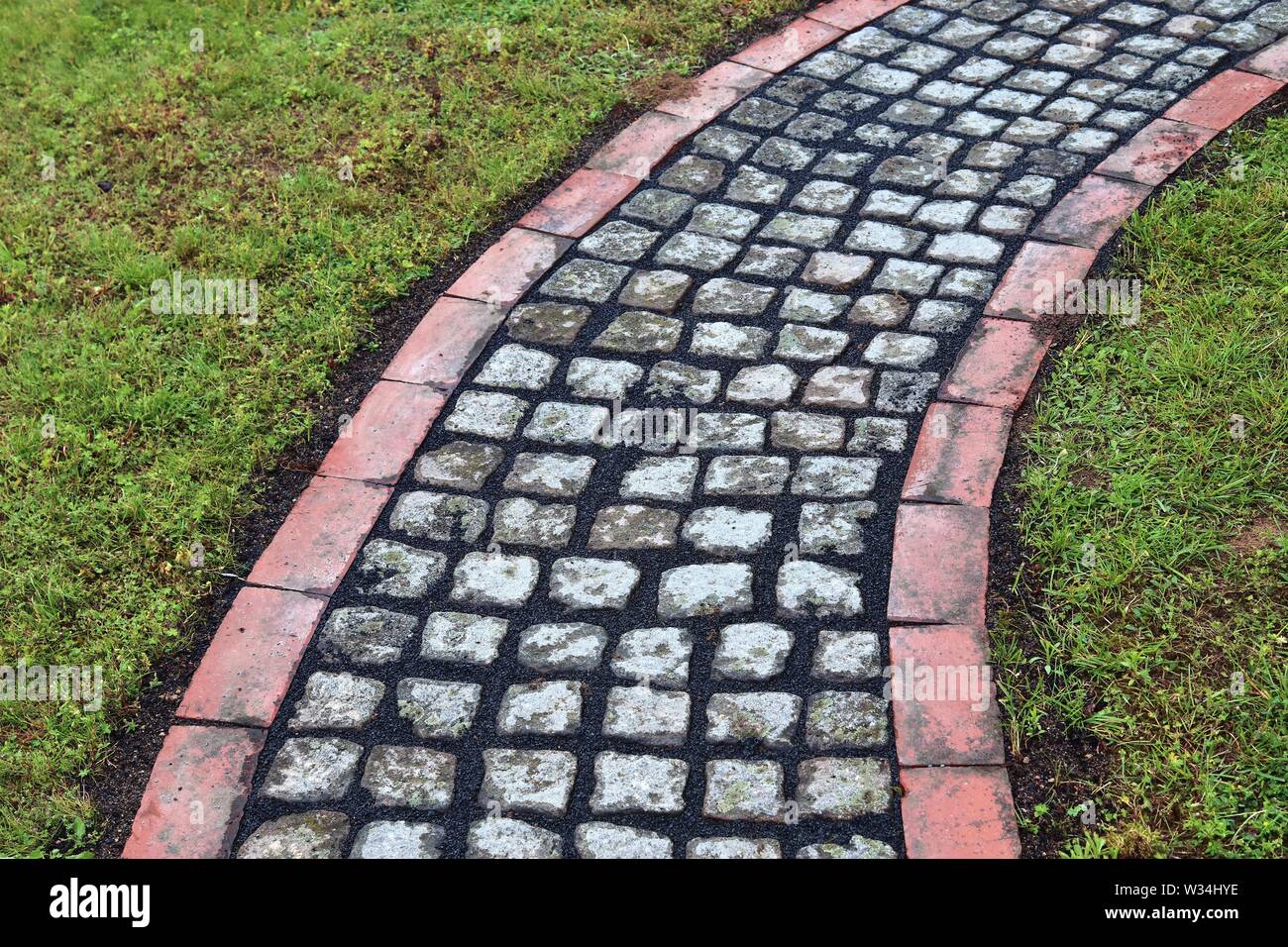 Detailed close up view on cobblestone ground textures in high ...