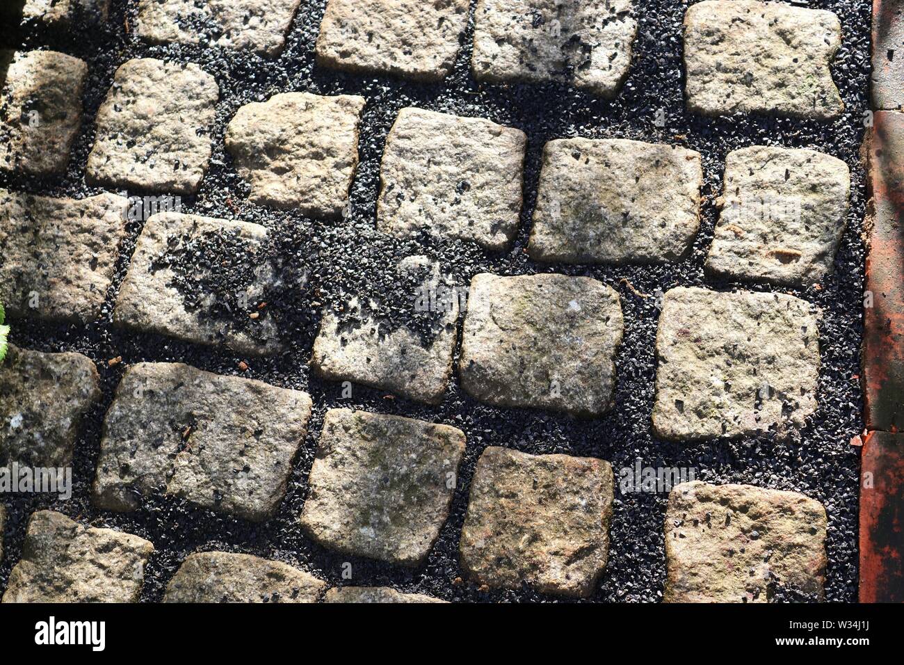 Detailed close up view on cobblestone ground textures in high ...