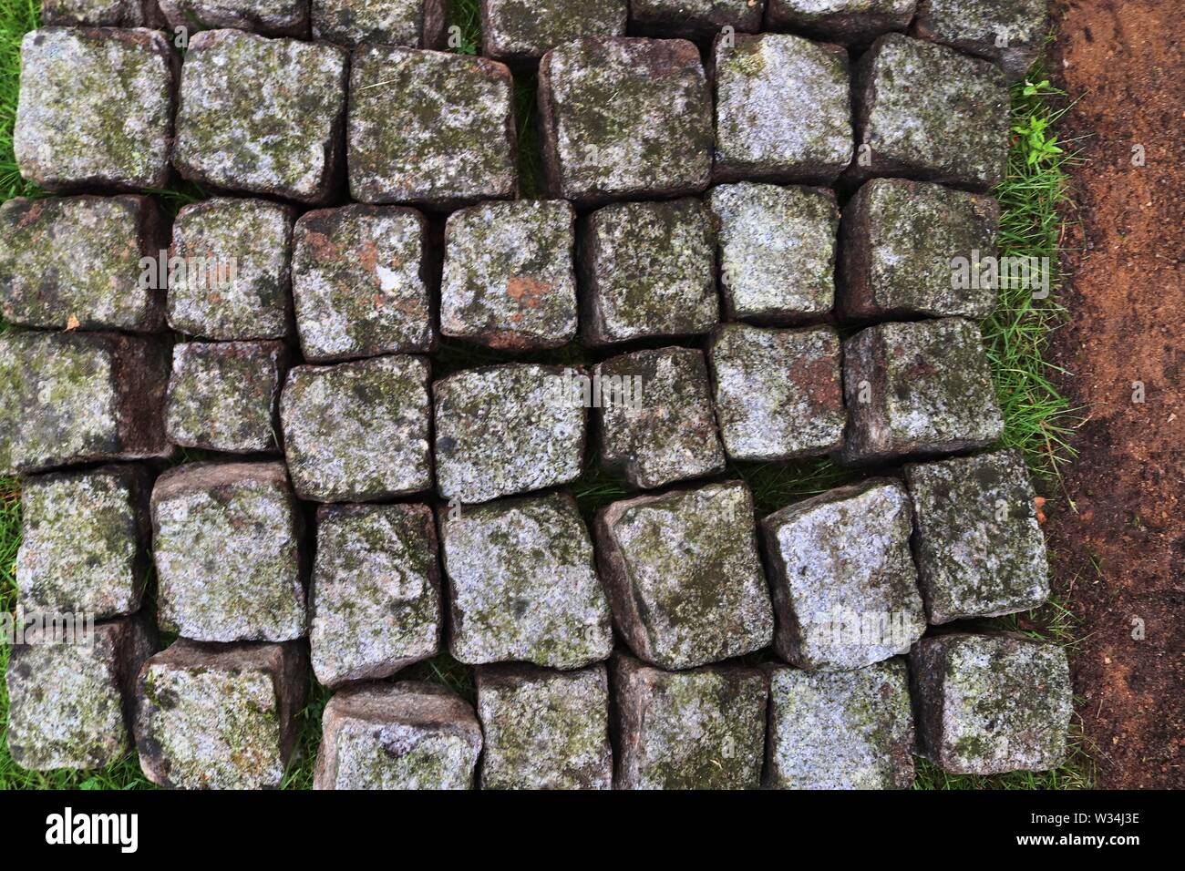 Detailed close up view on cobblestone ground textures in high ...