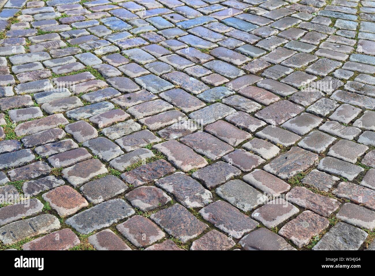 Detailed close up view on cobblestone ground textures in high ...