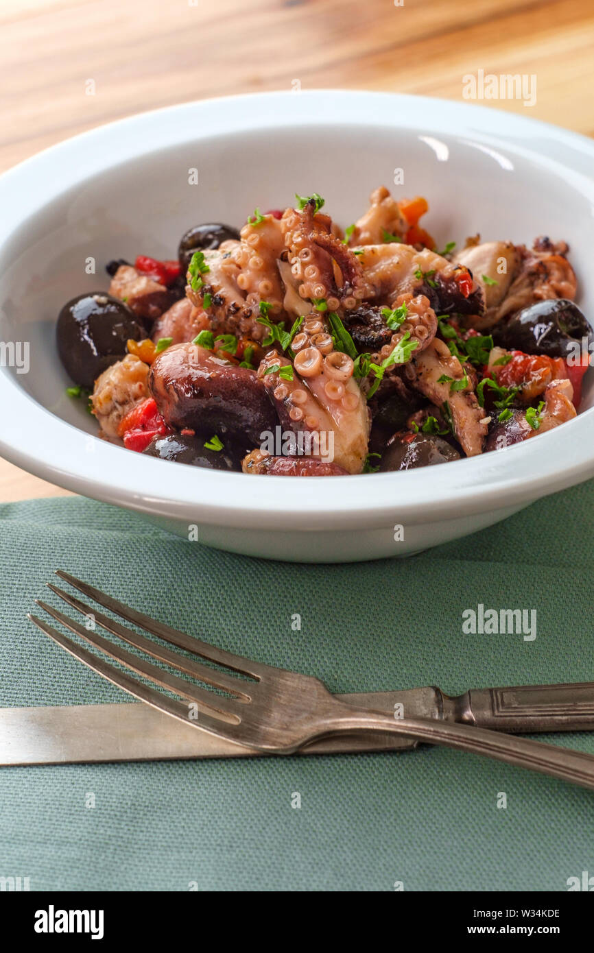 Spanish Octopus a La Vinagreta with oil and vinegar marinated kalamata ...