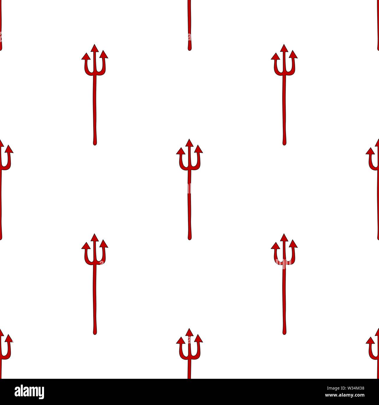 Seamless pattern with red devil tridents. Hell concept. Vector ...