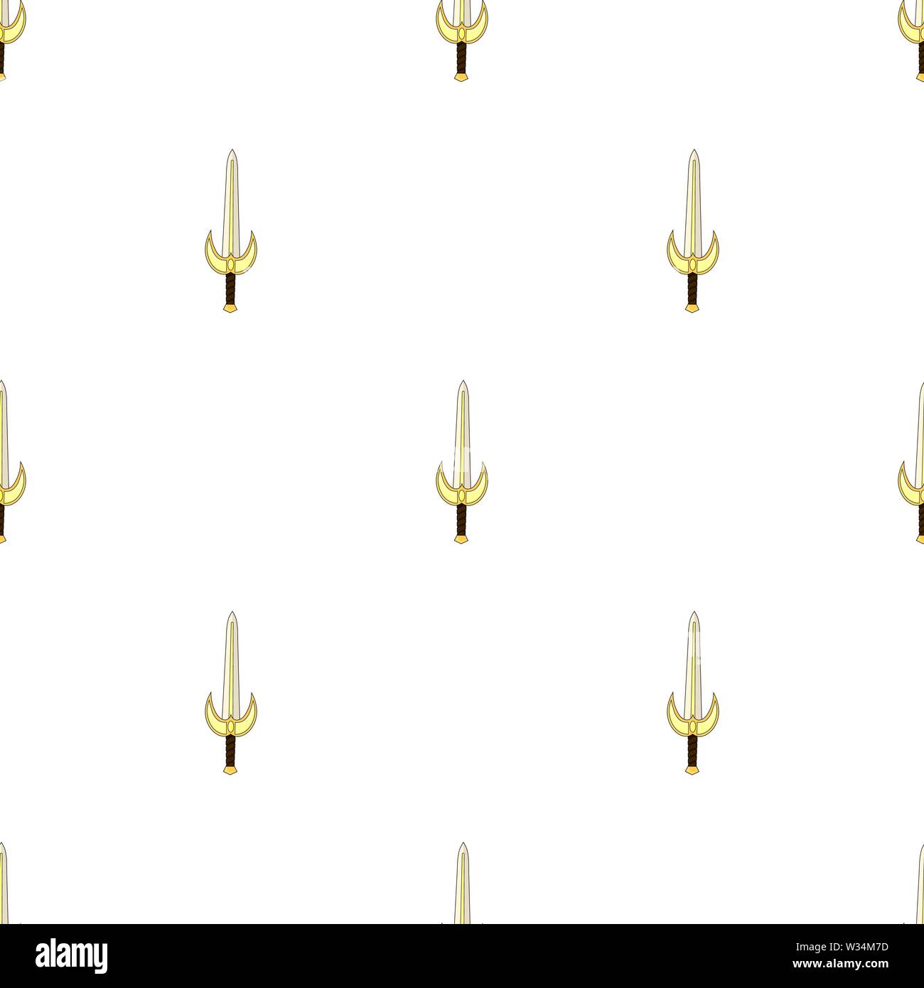 Seamless pattern with holy sword icons. Cartoon style. Vector ...