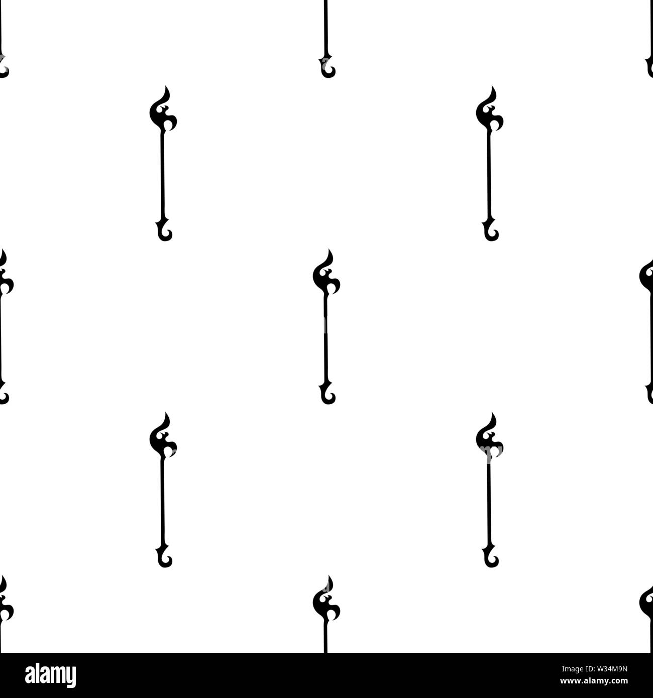 Seamless pattern with black magic staff icon on white background. Magic ...