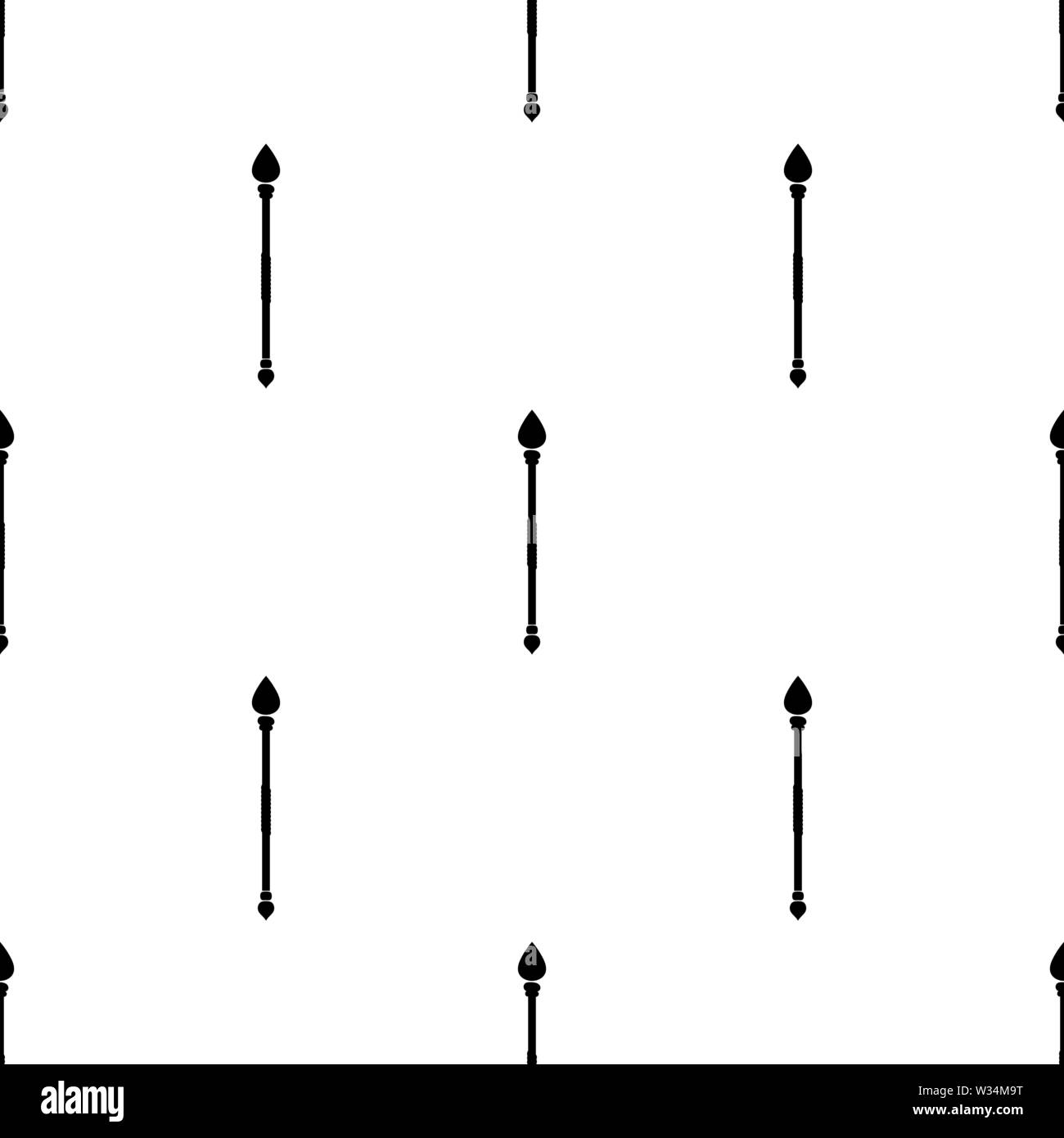 Seamless pattern with black magic staff icon on white background. Magic ...