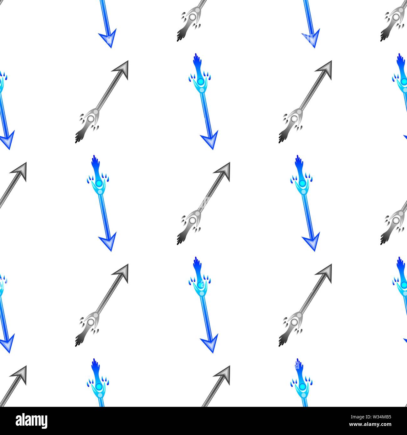 Seamless pattern with abstract magic arrows on white background. Wizard ...