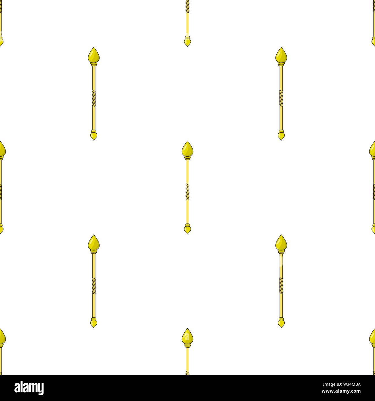 Seamless pattern with yellow magic staff icon on white background ...