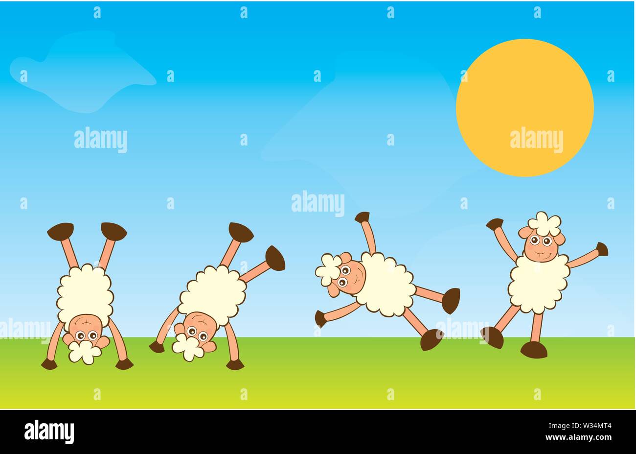 handstand sheep over landscape background vector Stock Vector Image ...