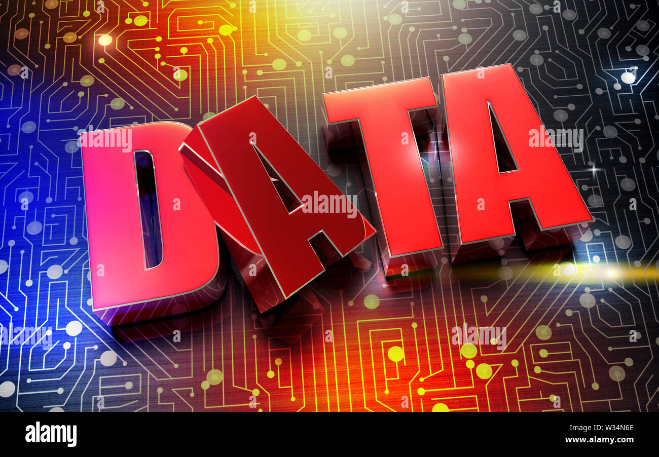 Data text 3d.Data text pattern background Electronic circuit board ...