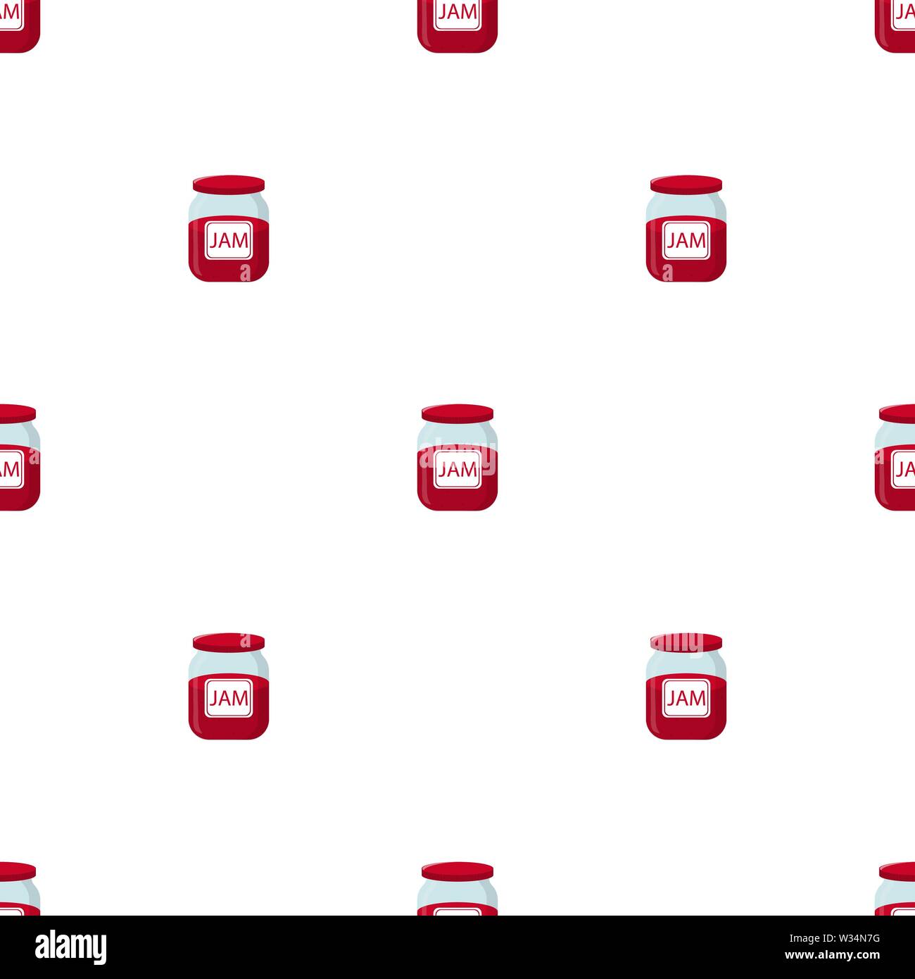 Seamless pattern with jam jar on white backgroud. Natural healthy food ...