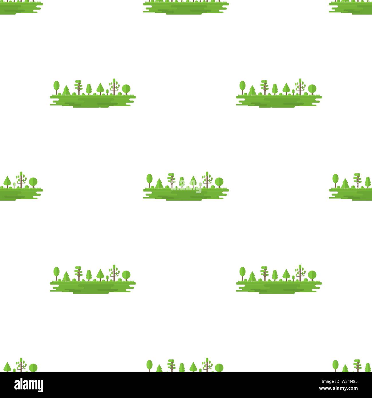 Seamless pattern with sky island. Landscape of forest, park, alley with ...