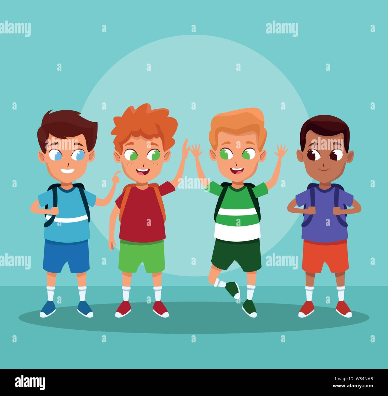 School boys cartoons on blue background Stock Vector Image & Art - Alamy