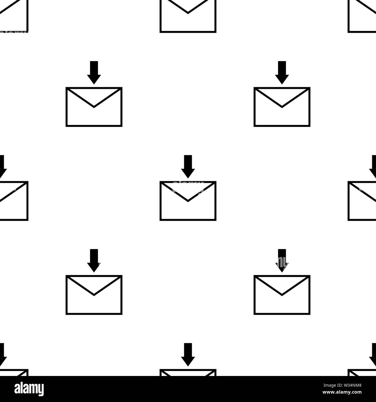 Seamless pattern with receive letter icon on white background. Black ...