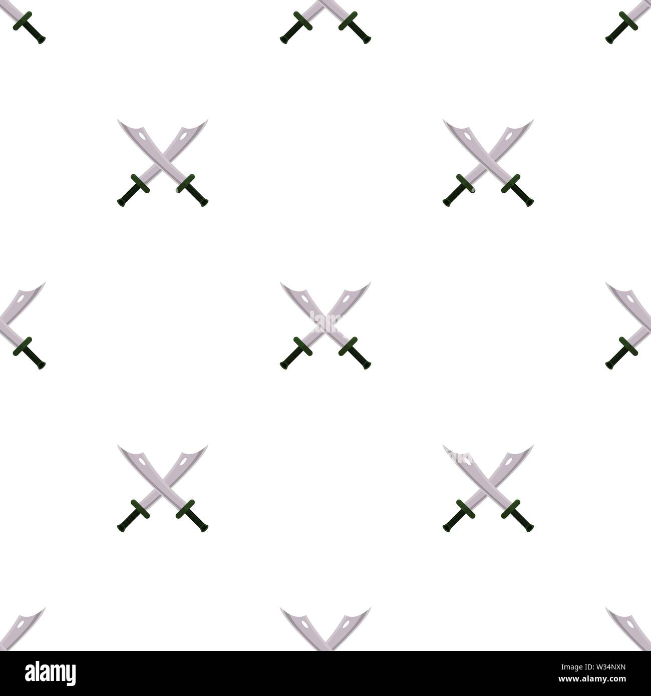 Seamless pattern with cartoon crossed sword icons. Vector illustration ...