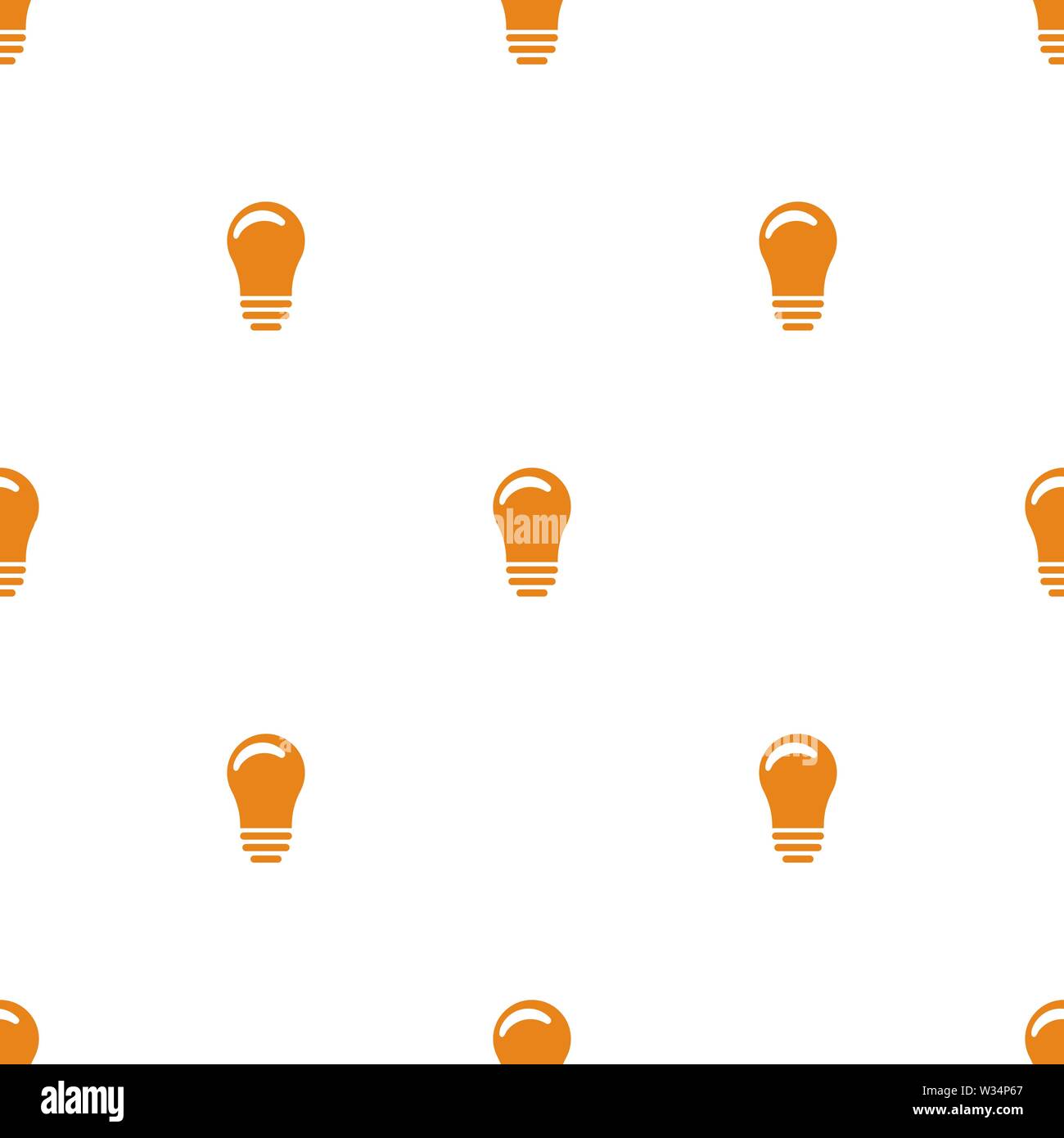 Seamless pattern with lightbulb on white background. Flat style icon of ...