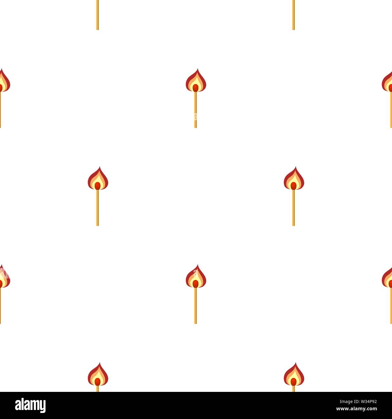 Seamless pattern with burning match on white background. Vector ...