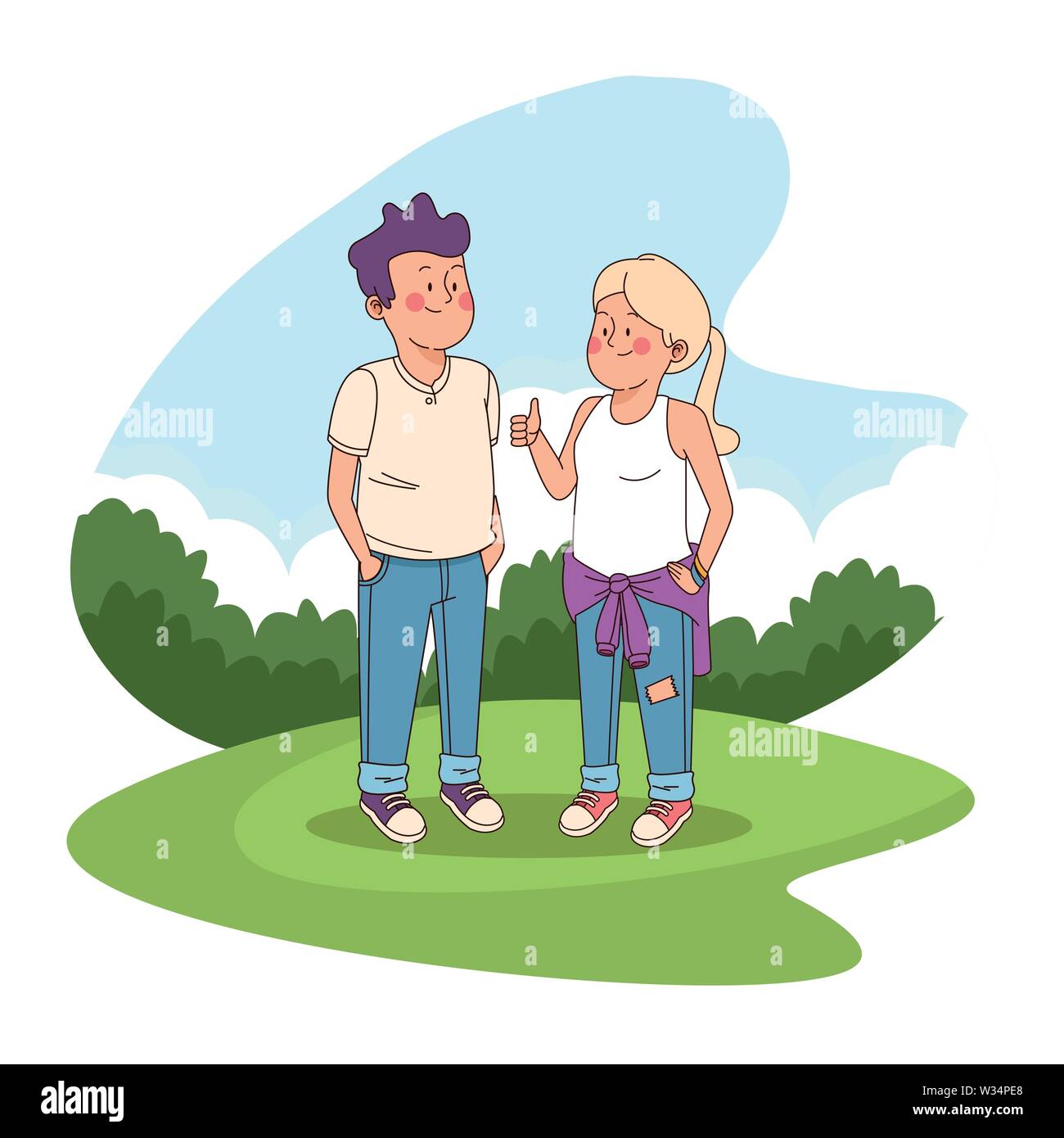 Cartoon Girl Talking To Friends